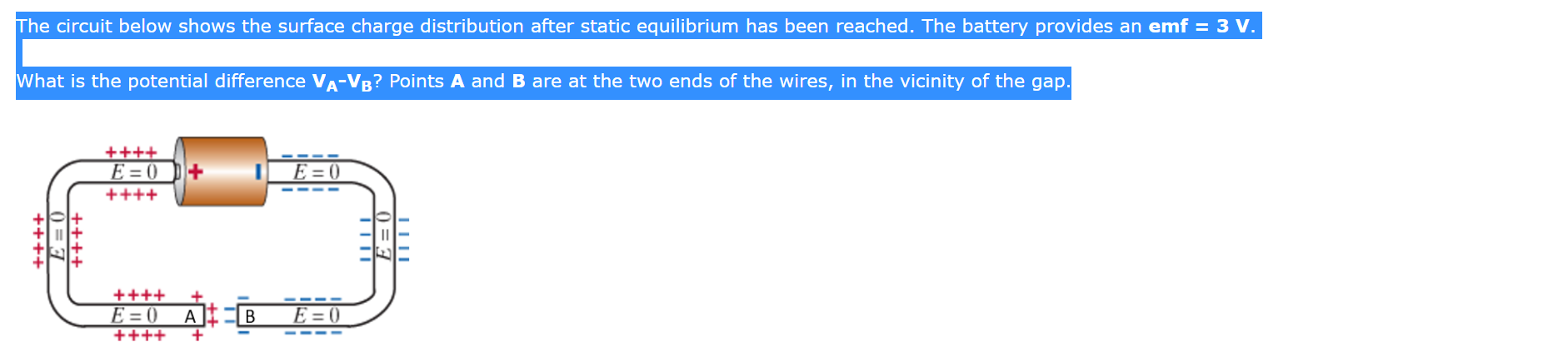 Solved The circuit below shows the surface charge | Chegg.com