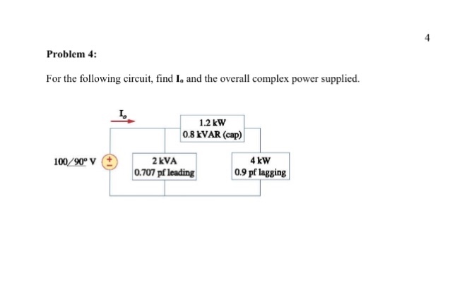 Solved Problem 1 Determine the complex power for the | Chegg.com