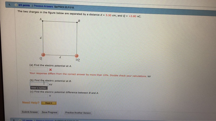 Solved The two charges in the figure below are separated by | Chegg.com