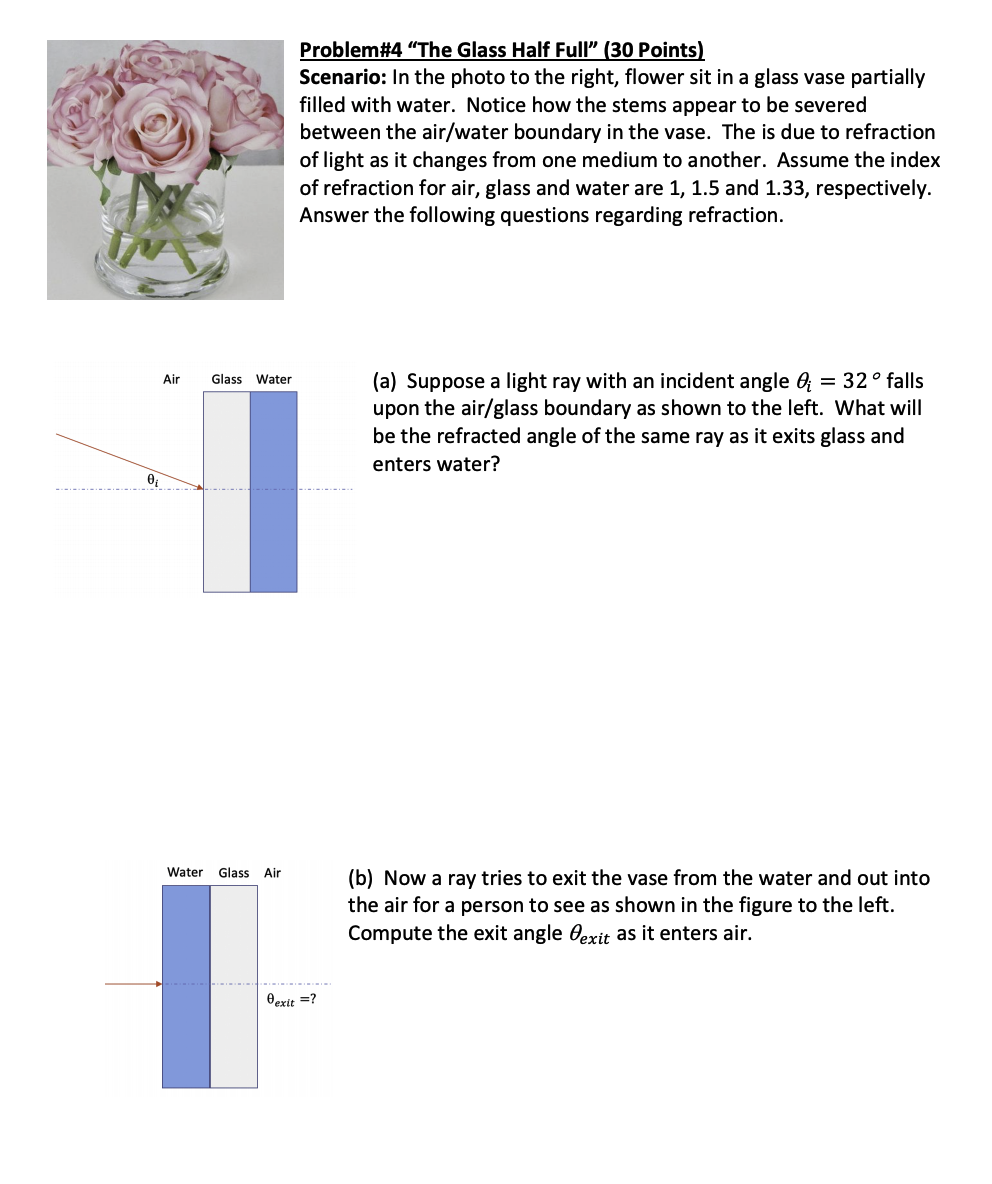 Solved Suppose a light ray with an incident angle q! = 32° | Chegg.com
