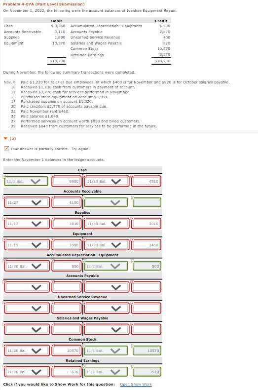 Solved Problem 4-07A (Part Level Submission) On November 1, | Chegg.com