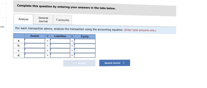 Solved For each transaction, (1) analyze the transaction | Chegg.com