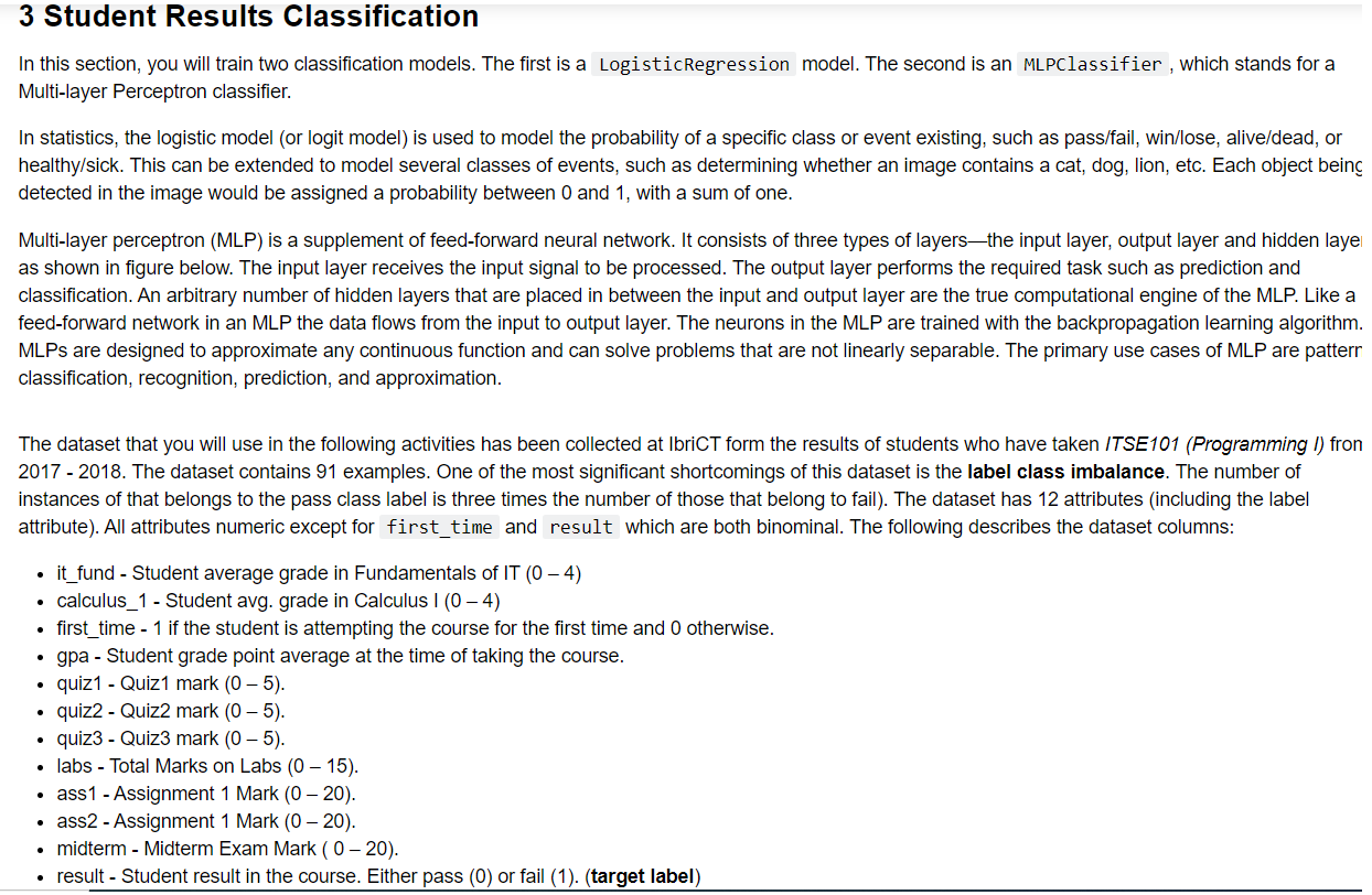 Solved 3 Student Results Classification In this section, you | Chegg.com