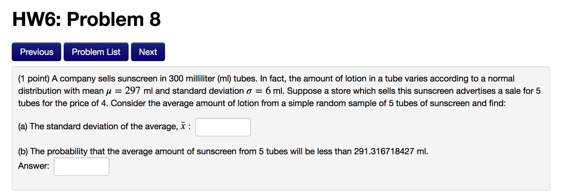 Solved HW6: Problem 8 Previous Problem List Next (1 point) A | Chegg.com