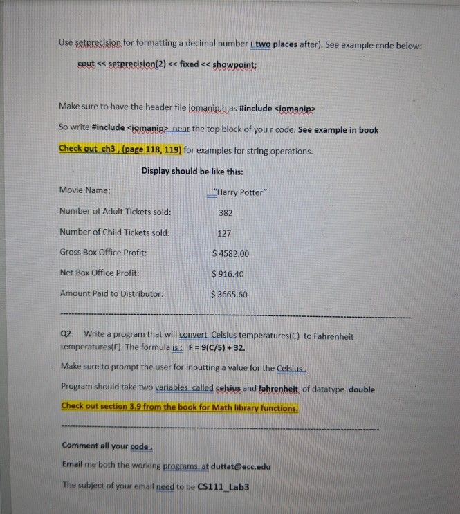 Solved CS111 Lab#3 Due: March 5th Q1. A movie theater only | Chegg.com