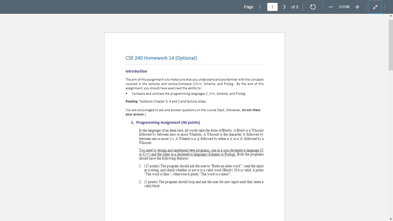 Solved Programming Assignment (40 points) In the language of | Chegg.com