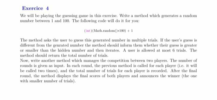 Solved Exercice 4 We will be playing the guessing game in | Chegg.com