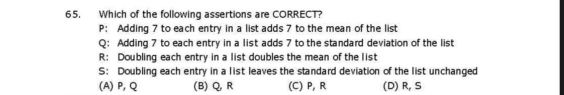 Solved 65. Which of the following assertions are CORRECT? P: | Chegg.com