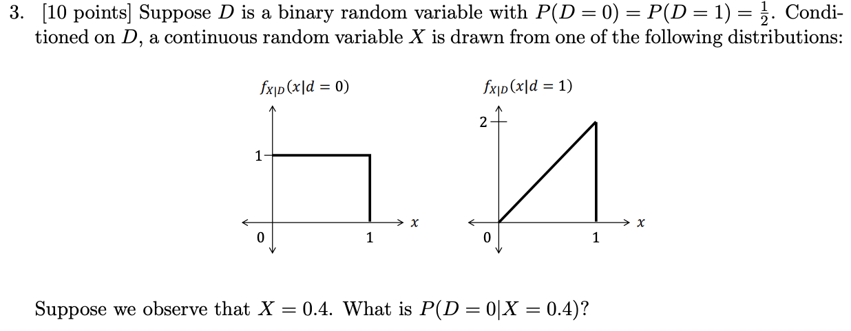 Solved 3 10 Points Suppose D Is A Binary Random Variable 1016
