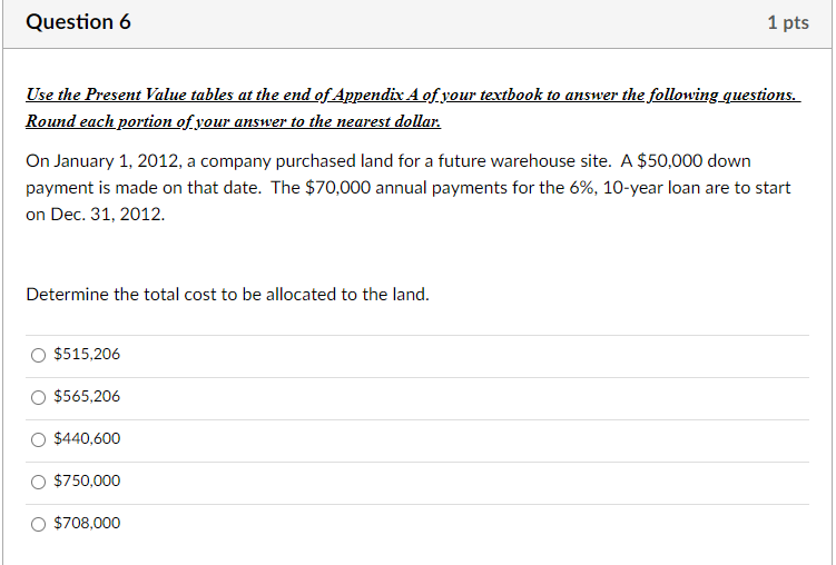Solved Use the Present Value tables at the end of Appendix A | Chegg.com