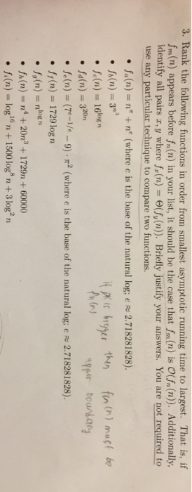 Solved Rank the following functions in order from smallest | Chegg.com