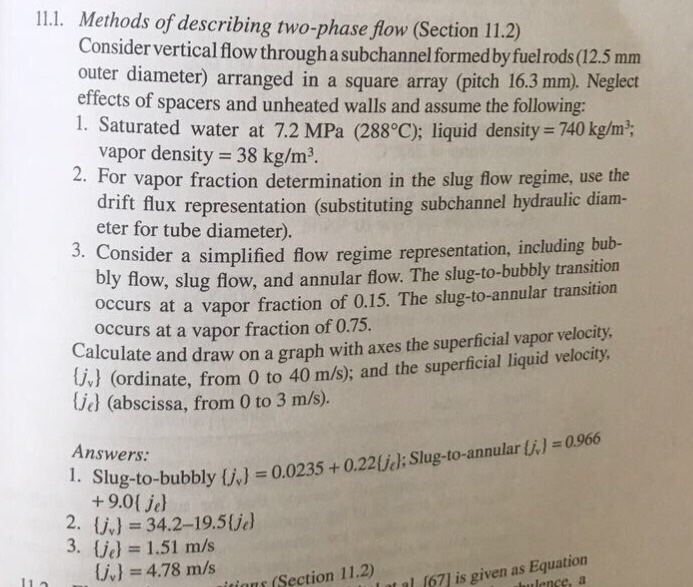 Solved 11.1. Methods of describing two-phase flow (Section | Chegg.com