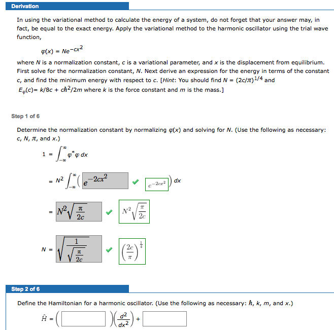 Solved Derivation In using the variational method to | Chegg.com