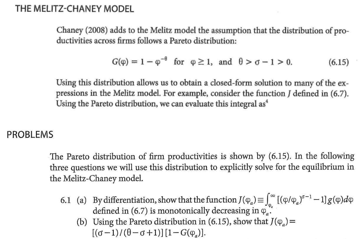 THE MELITZ-CHANEY MODEL Chaney (2008) adds to the | Chegg.com