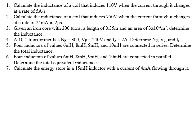 Solved 1. 2. 3. 4. Calculate the inductance of a coil that | Chegg.com