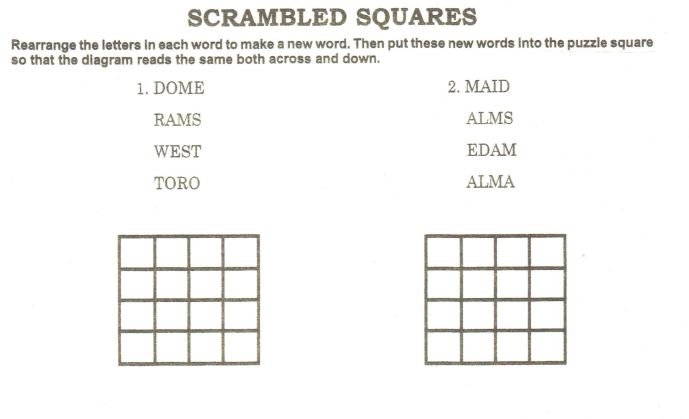 Solved SCRAMBLED SQUARES Rearrange the letters in each word | Chegg.com