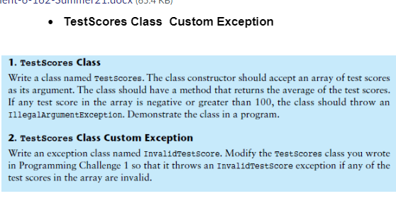 Solved Testscores Class Custom Exception 1 Testscores