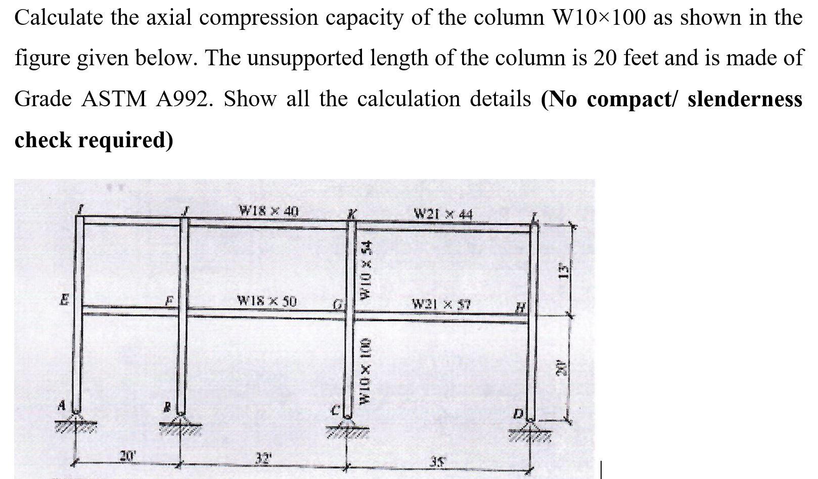 Solved Calculate the axial compression capacity of the | Chegg.com