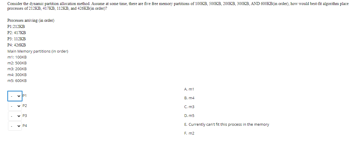 Solved Consider the dynamic partition allocation method. | Chegg.com