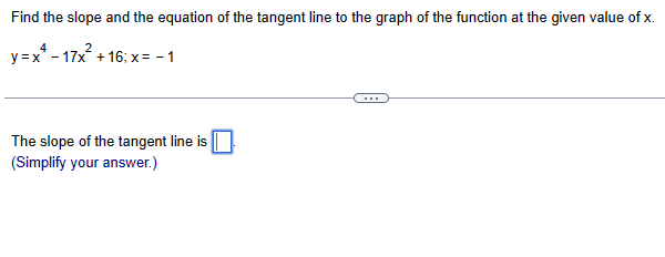 Solved Find the slope and the equation of the tangent line | Chegg.com