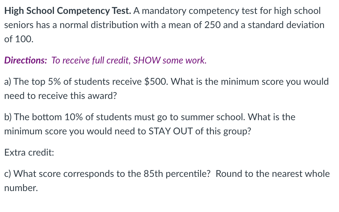 Solved High School Competency Test. A mandatory competency | Chegg.com