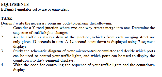 EQUIPMENTS EdSim 51 emulator software or equivalent | Chegg.com