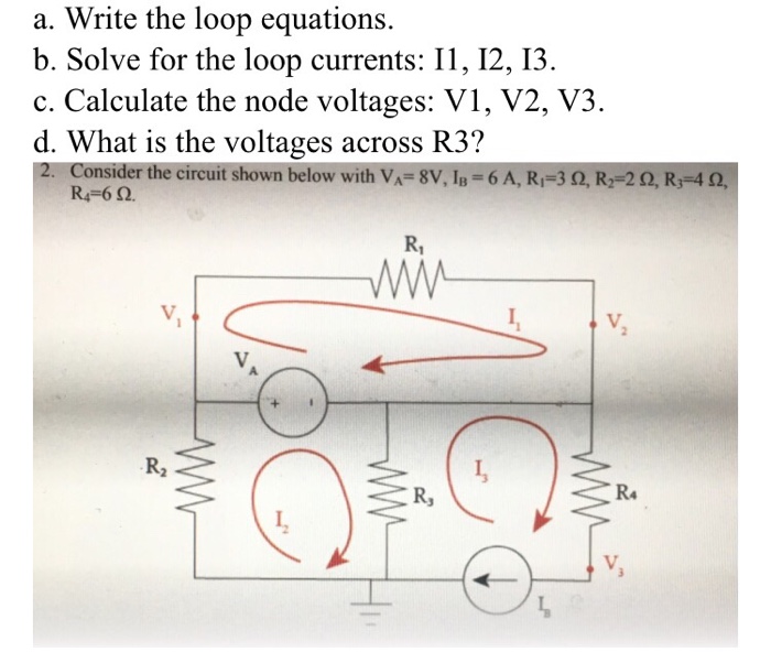 Solved a. Write the loop equations. b. Solve for the loop | Chegg.com