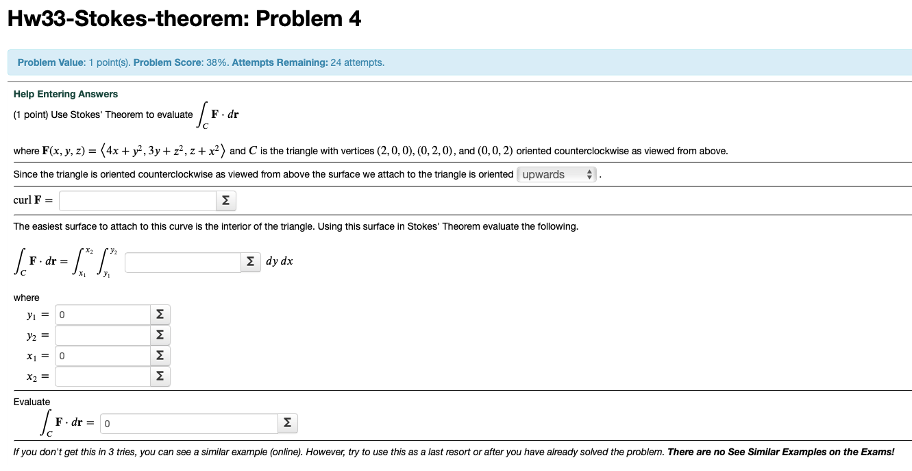 Solved Hw33-Stokes-theorem: Problem 4 Problem Value: 1 | Chegg.com