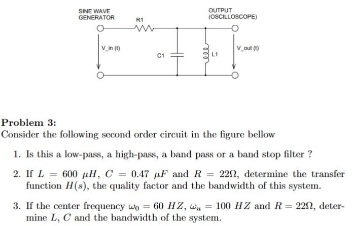 Solved Problem 3: Consider the following second order | Chegg.com