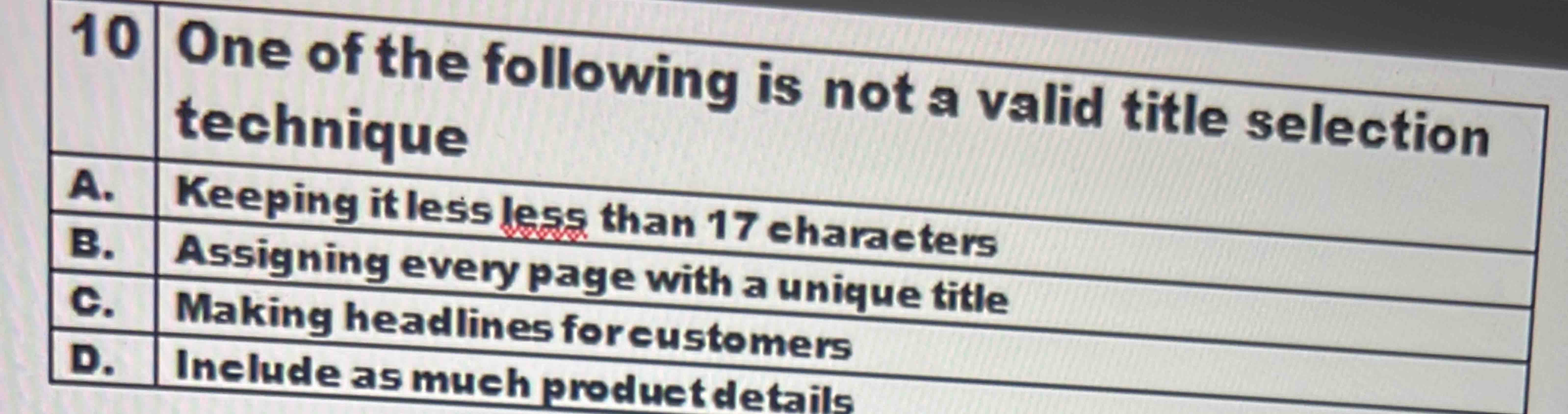Solved 10 ﻿One of the following is not a valid title | Chegg.com
