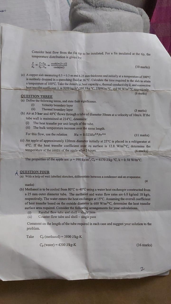 Solved Consider heat flow from the fin tip to be insulated. | Chegg.com
