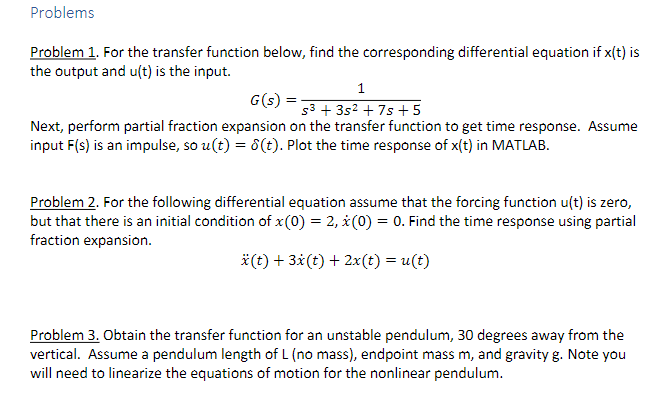 Solved Problems Problem 1. For the transfer function below, | Chegg.com