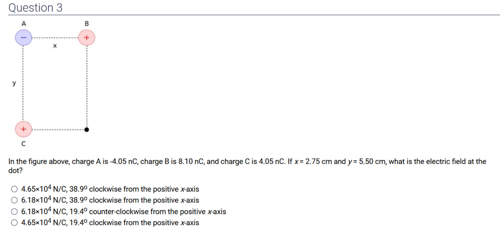 Solved Question 3In the figure above, charge A is -4.05nC, | Chegg.com