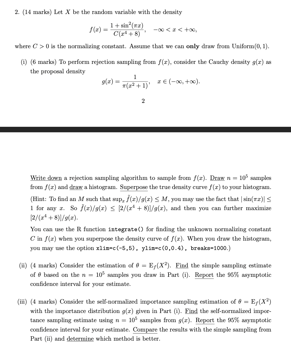 Solved 2. (14 marks) Let X be the random variable with the | Chegg.com