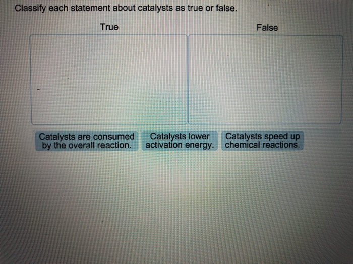 Solved Classify each statement about catalysts as true or | Chegg.com