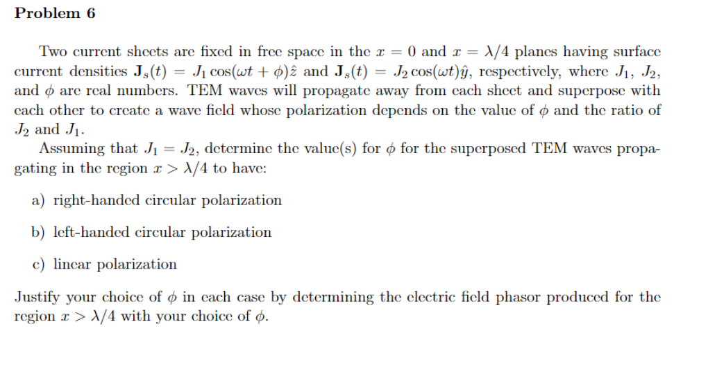 Solved Two current sheets are fixed in free space in the x=0 | Chegg.com