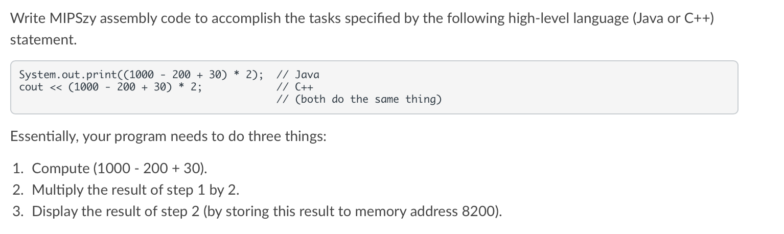 Solved Write MIPSzy assembly code to accomplish the tasks | Chegg.com