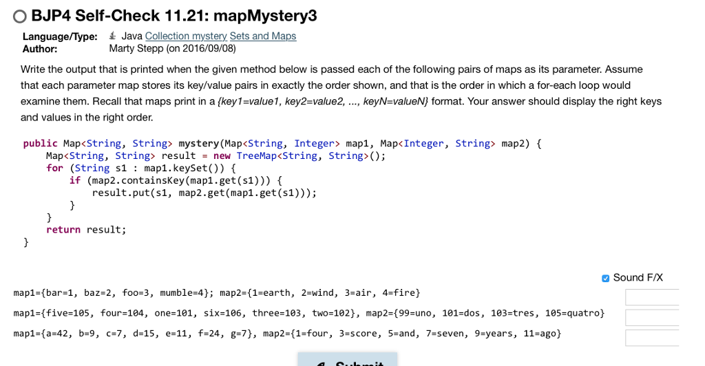 Solved O BJP4 Self-Check 11.21: mapMystery3 Language/Type: | Chegg.com
