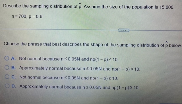 Solved 1. ﻿Describe the shape of the sampling distribution. | Chegg.com