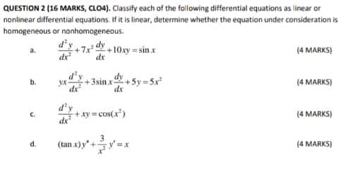 Solved QUESTION 2 (16 MARKS, CIO4). Classify each of the | Chegg.com