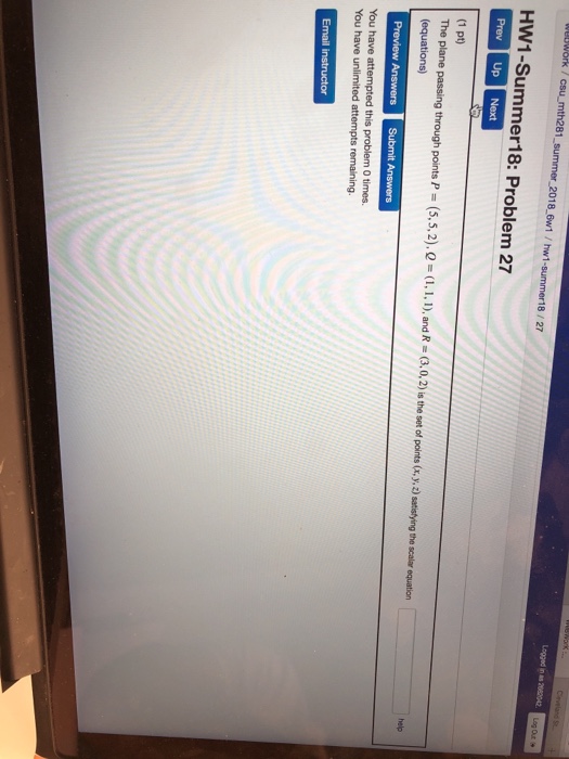 Solved HW1-Summer18: Problem 27 Prev Up Next (1 pt) The | Chegg.com