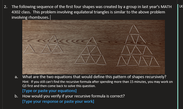 Solved The following sequence of the first four shapes was | Chegg.com