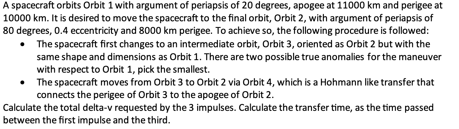 Solved A spacecraft orbits Orbit 1 ﻿with argument of | Chegg.com
