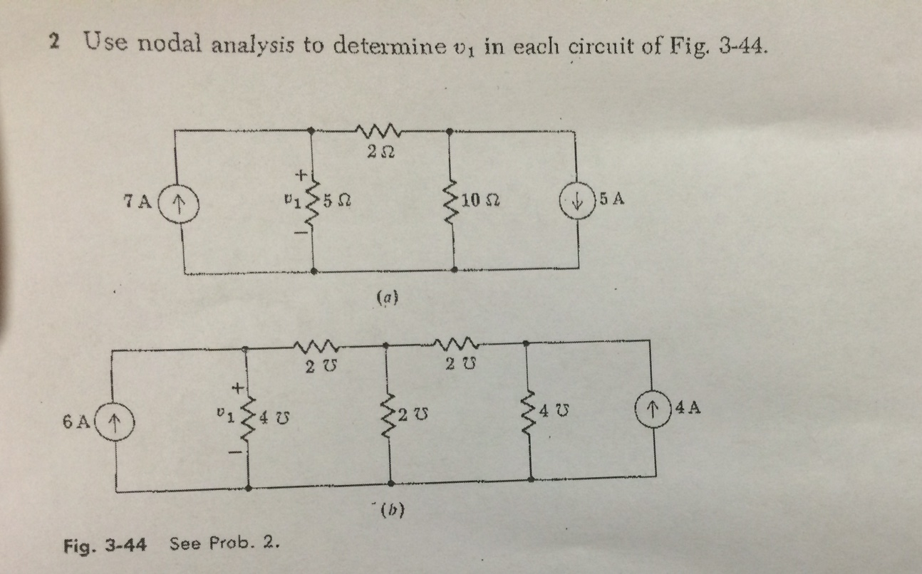 Solved Use nodal analysis to determine v1 in each circuit of | Chegg.com