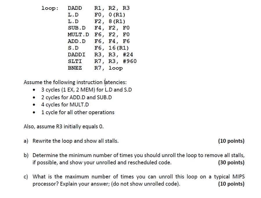 Solved 1 Assume the following instruction latencies: - 3 | Chegg.com