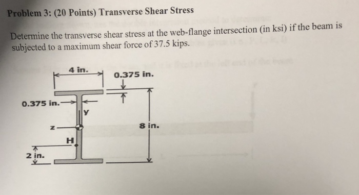 Solved Problem 3: (20 Points) Transverse Shear Stress | Chegg.com