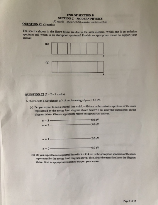 Solved END OF SECTION B SECTION C-MODERN PHYSICS 30 | Chegg.com