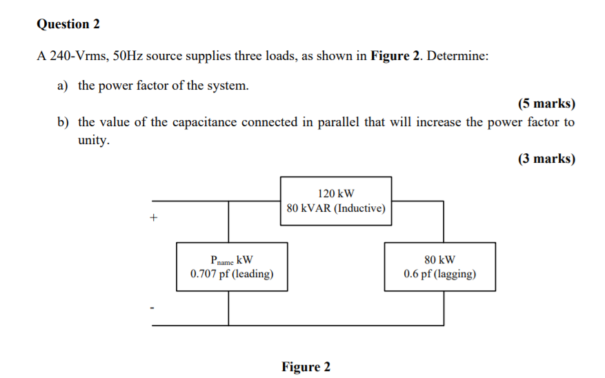 Solved Question 2 A 240-Vrms, 50Hz source supplies three | Chegg.com