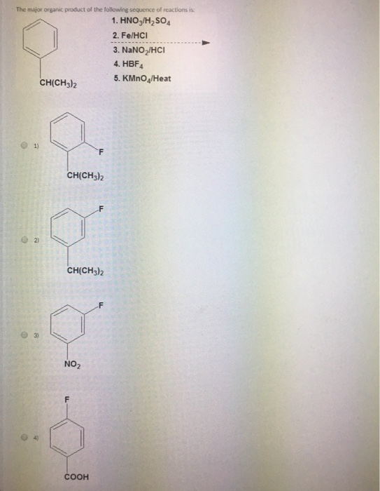 Solved The major organic product of the following sequence | Chegg.com