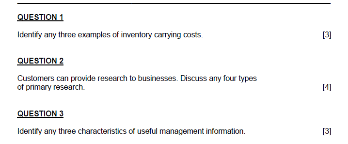 Solved QUESTION 1Identify any three examples of inventory | Chegg.com